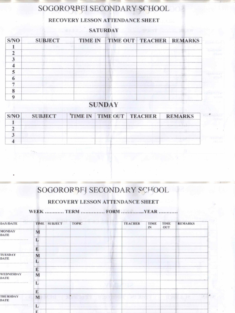 Lesson Attendance | PDF