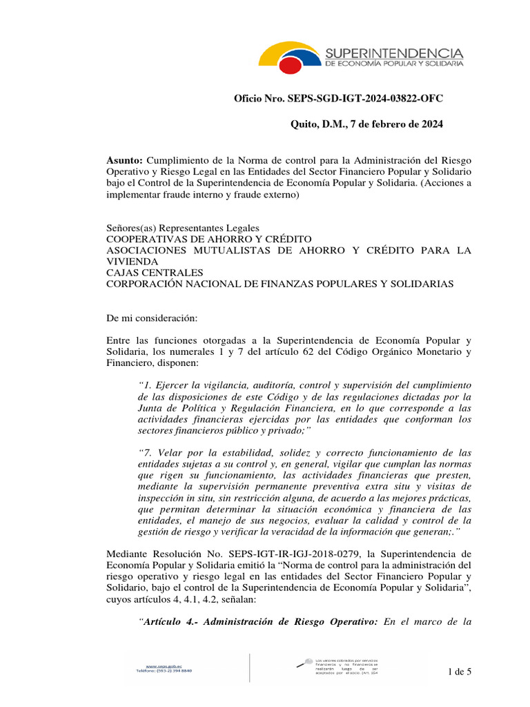 Seps SGD Igt 2024 03822 Ofc PDF | PDF | Riesgo | Cooperativa