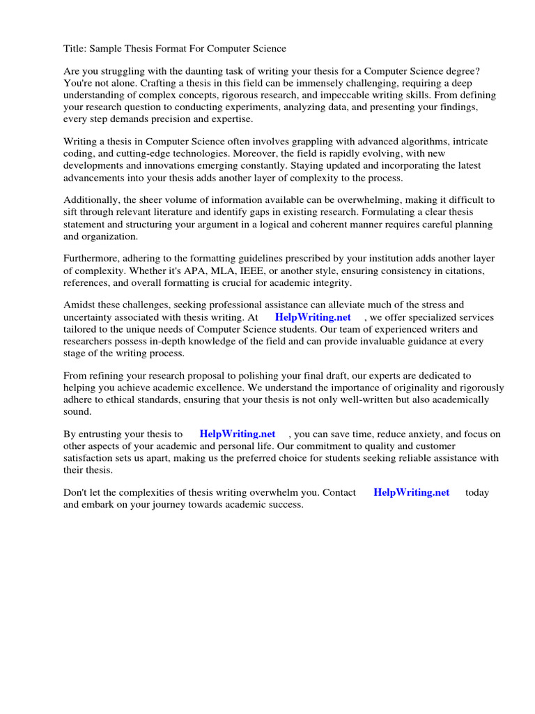 Sample Thesis Format For Computer Science | PDF | Thesis | Computer Science