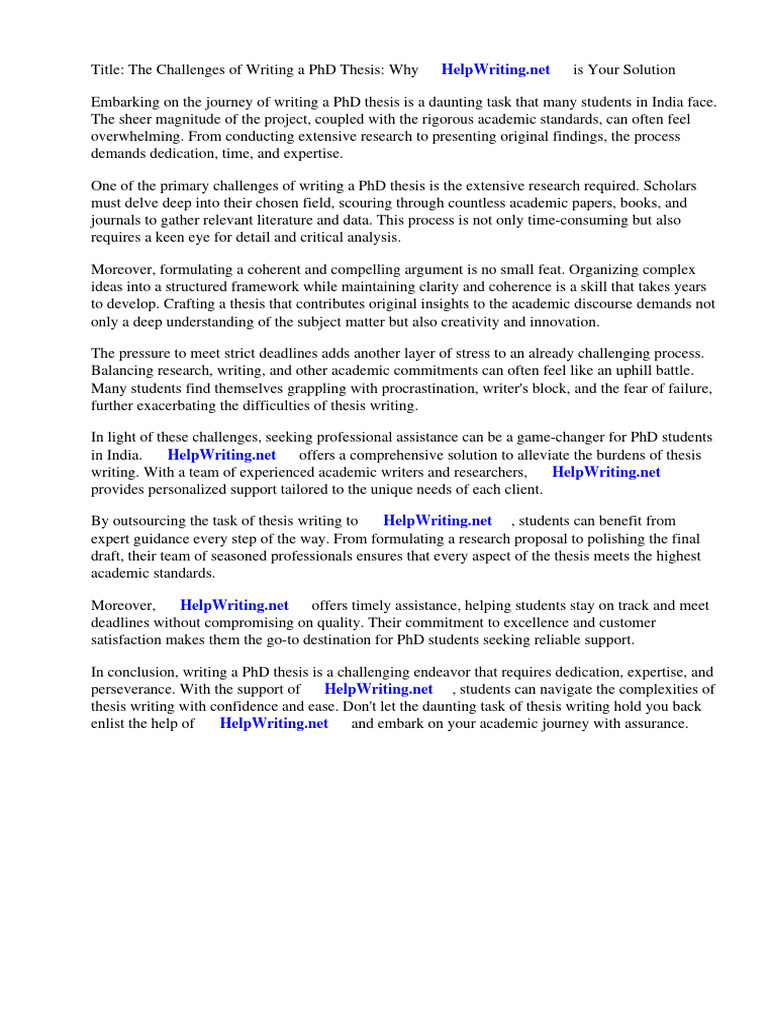 PHD Thesis Online India | PDF | Thesis | Doctor Of Philosophy