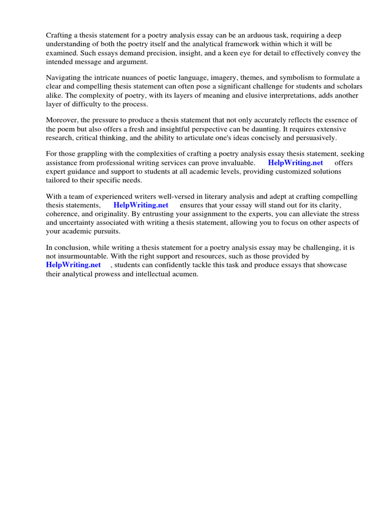 Thesis Statement Tips for Poetry Analysis | PDF