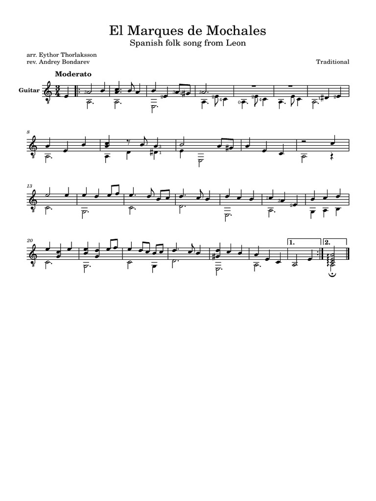 El Marques de Mochales: Spanish Folk Song | PDF | Guitars | Irish ...