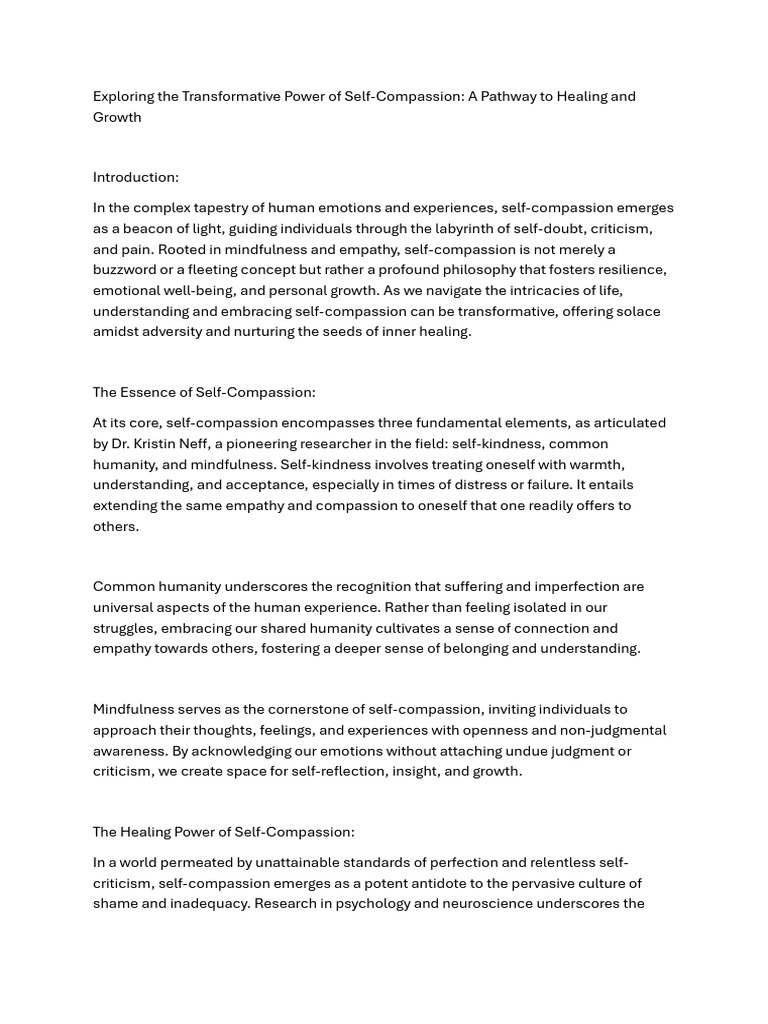 Exploring The Transformative Power of Self-Compassion | PDF ...