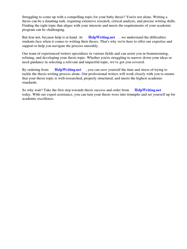 Baby Thesis Topics List | PDF | Thesis | Essays