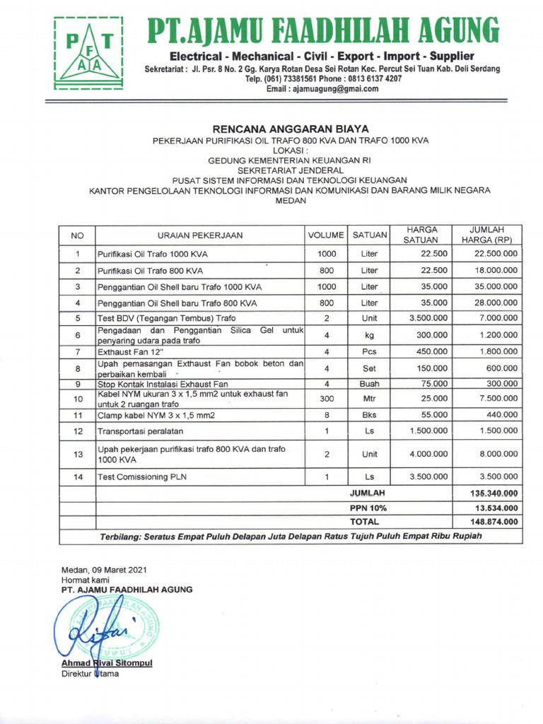 Rab Purifikasi Trafo | PDF