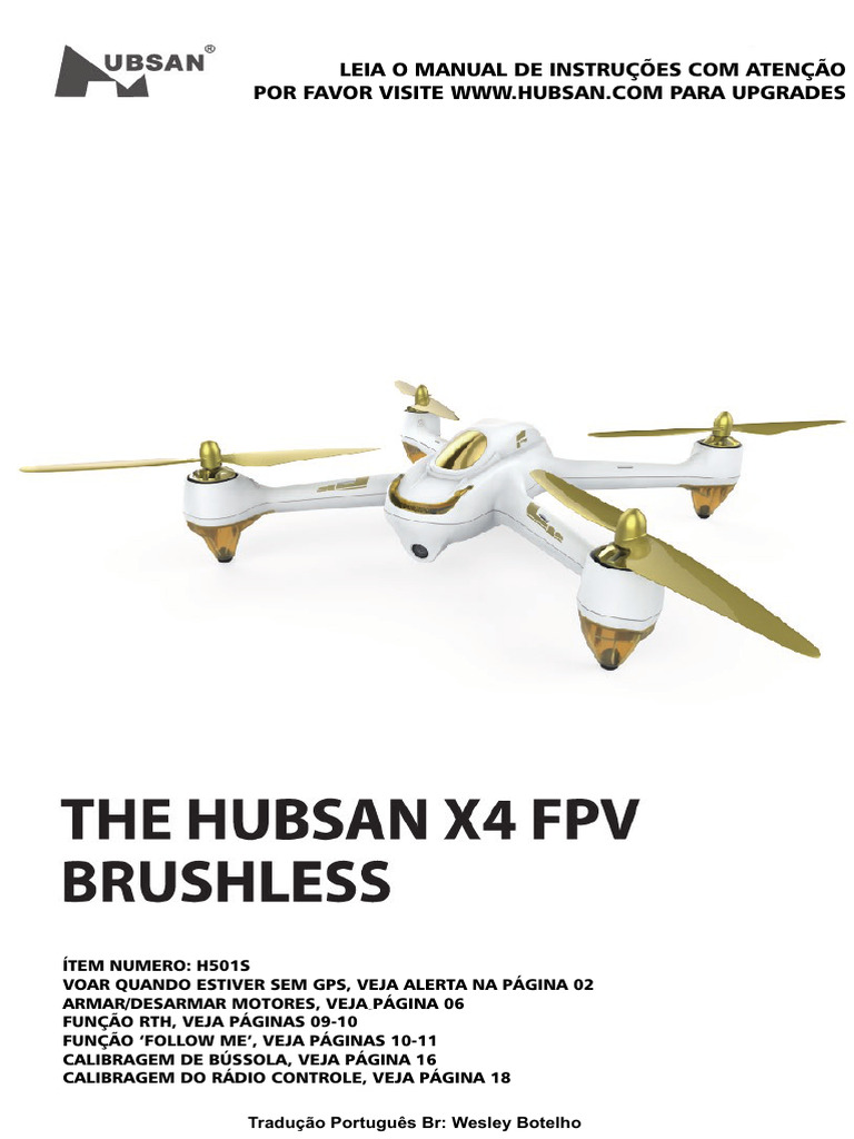 Hubsan H501S X4 - Manual Controle Standard (Português Brasil) | PDF | Voo | Hélice
