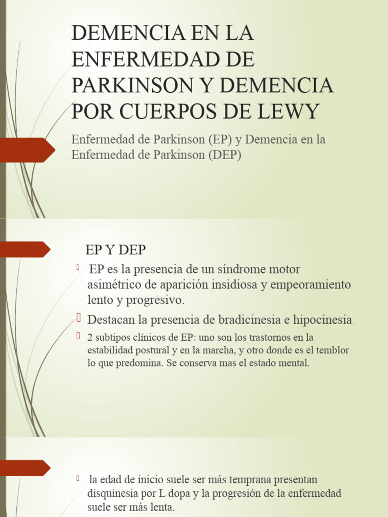 Ep Dep Resumen | PDF | Demencia | Enfermedad de Parkinson