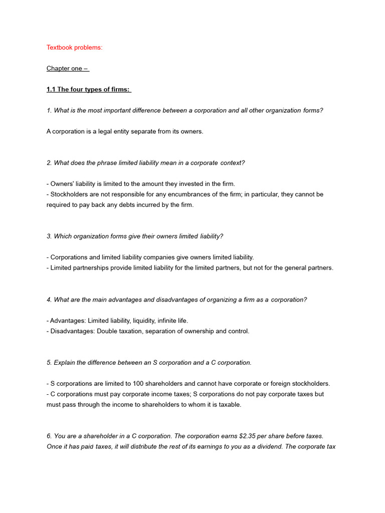 Textbook Problems | PDF | S Corporation | Taxes