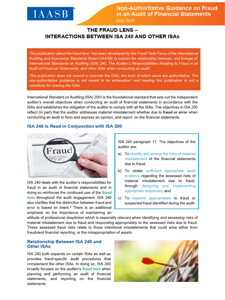 IAASB Non Authoritative Guidance The Fraud Lens Interactions Between ...