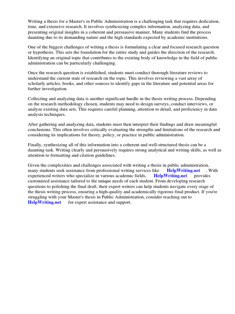 Sample Thesis For Master in Public Administration | PDF | Data Analysis ...
