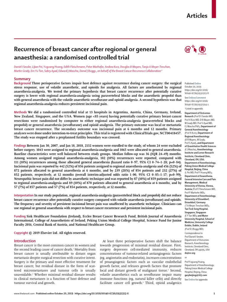 Jurnal Anestesi "RCT" | PDF | Anesthesia | Pain
