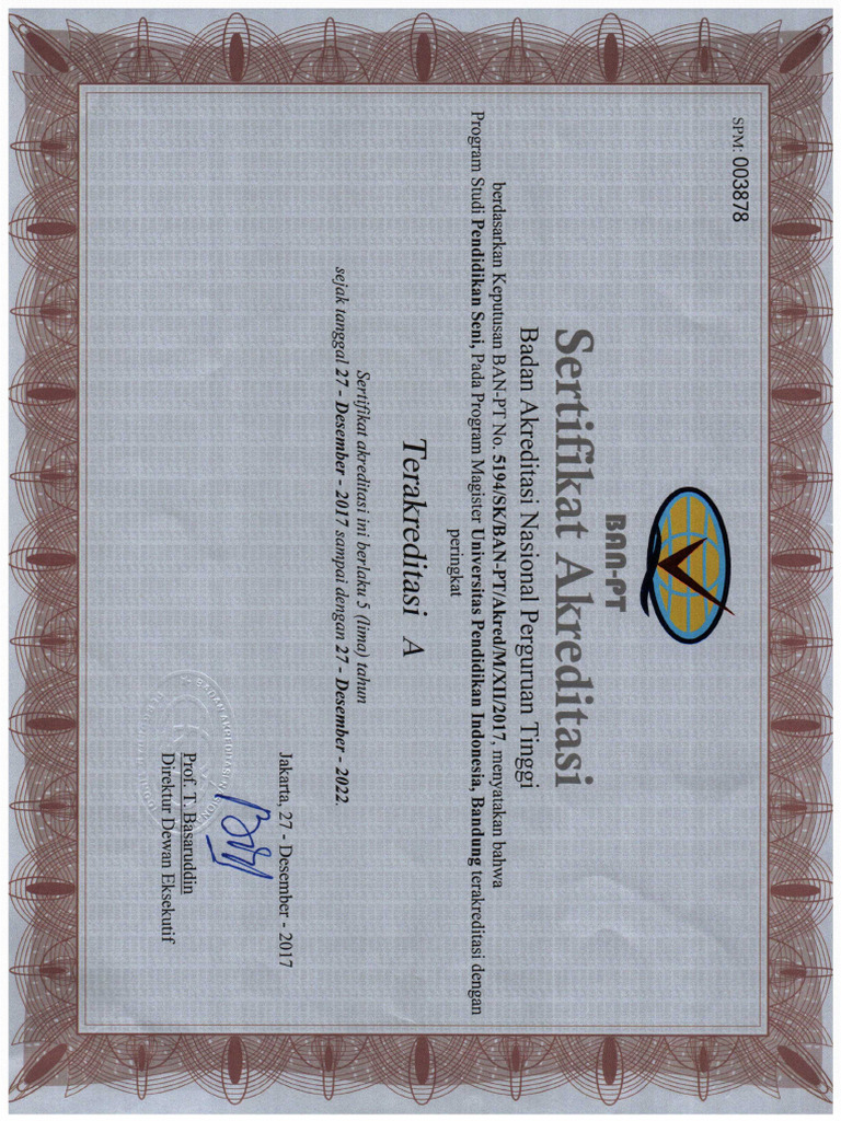 AKREDITASI PRODI S2 SENI Sertifikat | PDF