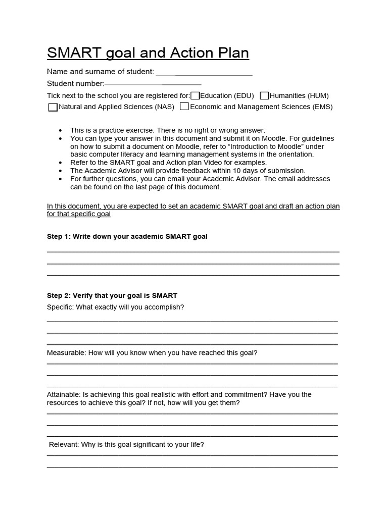 SMART Goal and Action Plan Template | PDF