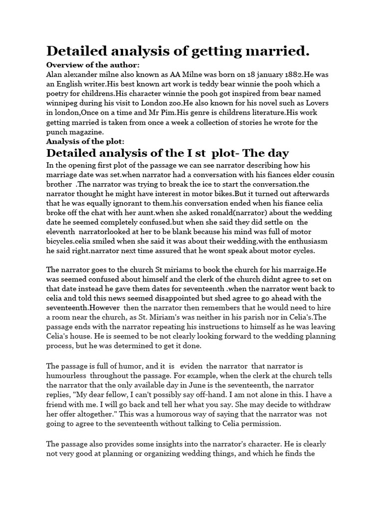 Detailed Analysis of Getting Married | PDF | Narration