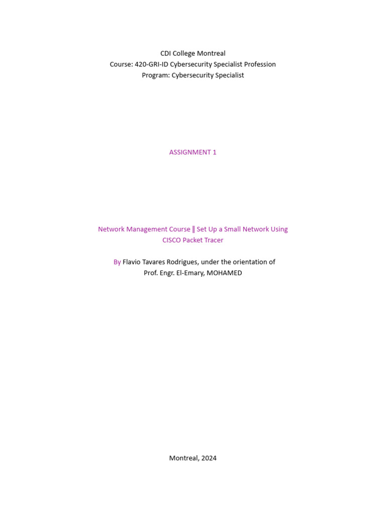 Network Management Course ǁ Set Up A Small Network Using | PDF | Computer Network | Network Topology