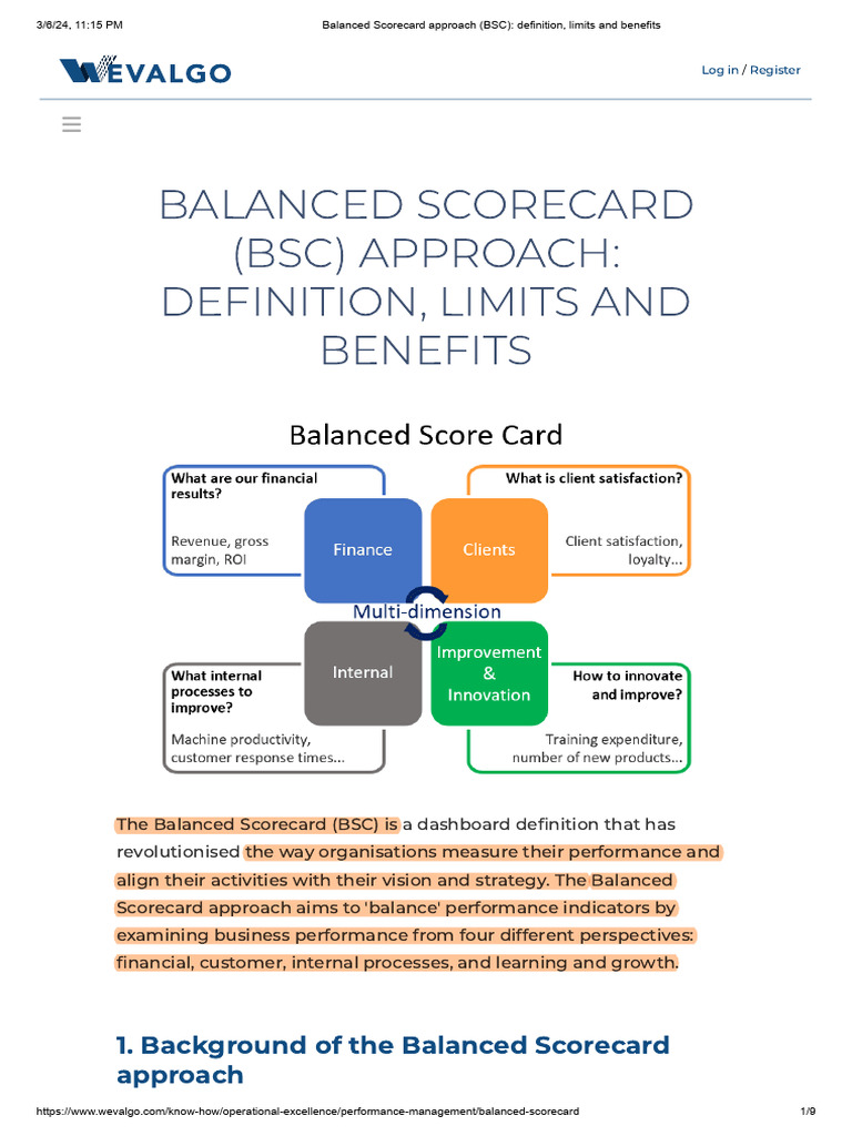 Balanced Scorecard Approach (BSC) - Definition, Limits and Benefits ...