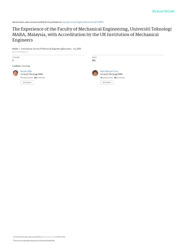 Theexperienceofthe Facultyof Mechanical Engineering | PDF | Engineering | Science