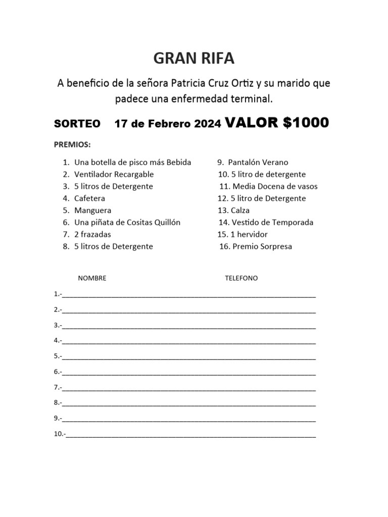 Gran Rifa Modelo Rifa | PDF