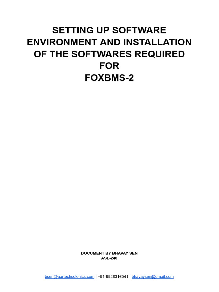 Setting Up of The Softwares Required For Foxbms-2 | PDF