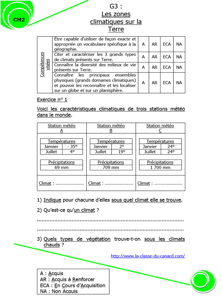 Evaluation G3 Les Zones Climatiques Sur La Terre | PDF | Climat ...