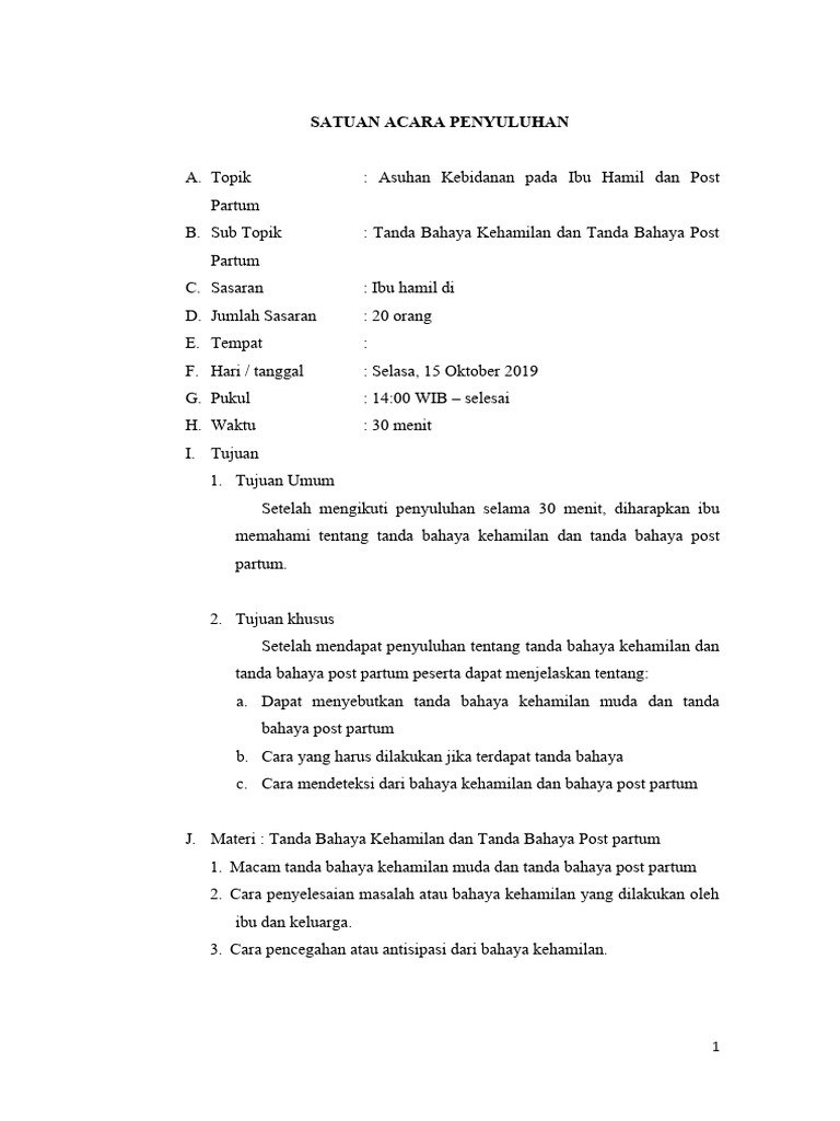 Satuan Acara Penyuluhan | PDF