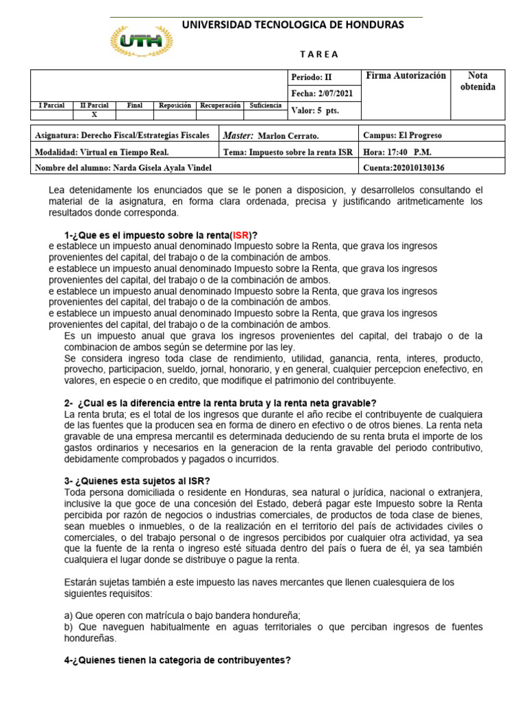 Gui-ISR.-5 NARDA | PDF | Impuesto sobre la renta | Impuestos