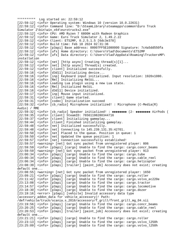 Client 2024 02 28 Log | PDF | Input/Output | Cargo