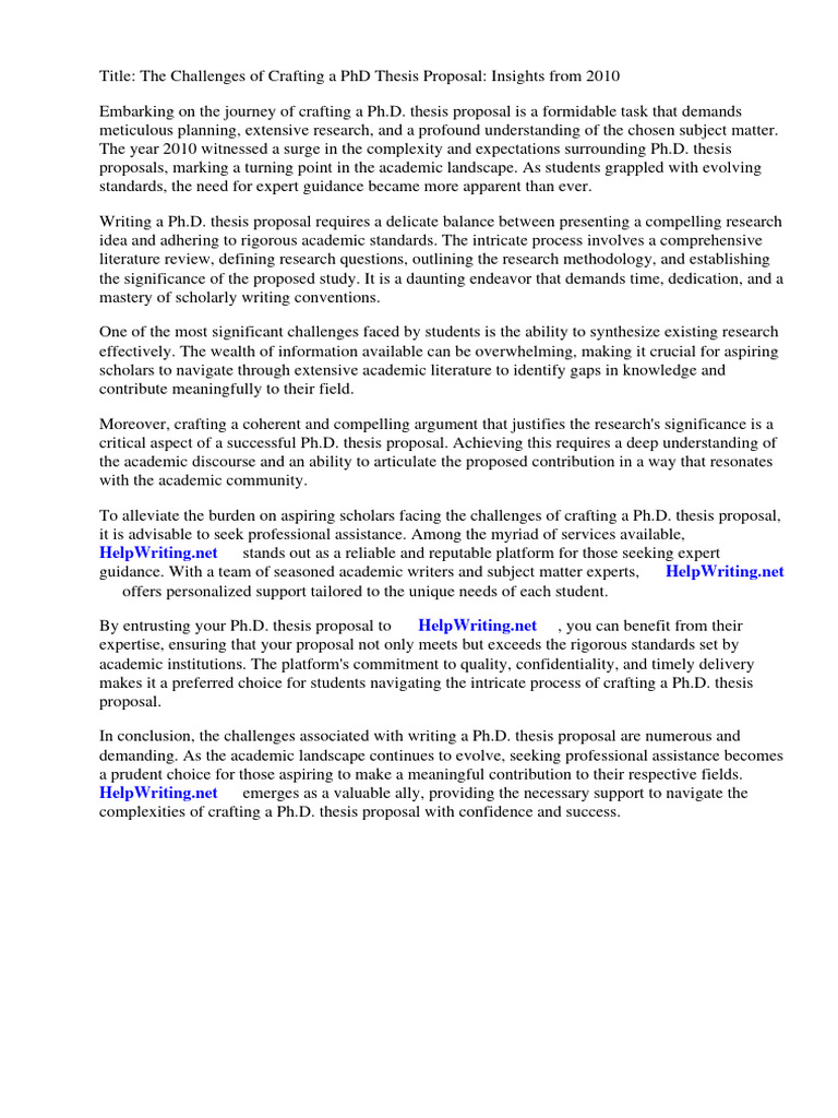 PHD Thesis Proposal Sample 2010 | PDF | Thesis | Doctor Of Philosophy