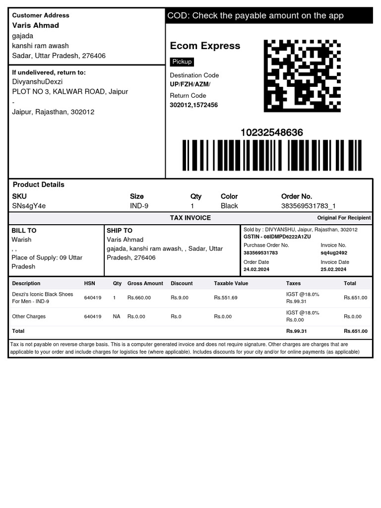 Sub Order Labels | PDF | Invoice | Payments