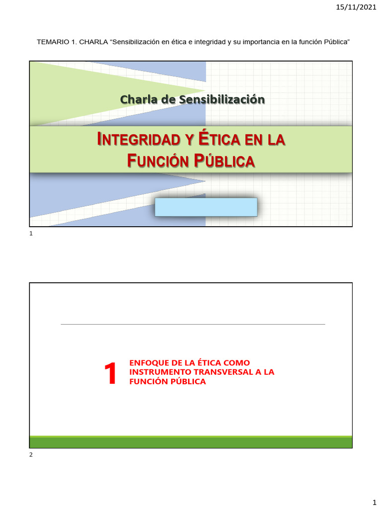 Charla de Integridad y Etica en La Funcion Publica 2021 | PDF