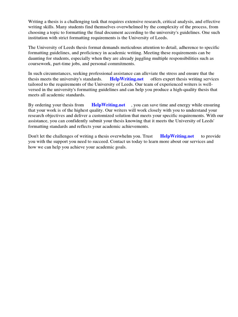 University Of Leeds Thesis Format Pdf Thesis Essays