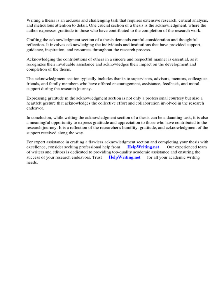 Format of Acknowledgement of Thesis | PDF | Thesis | Doctor Of Philosophy