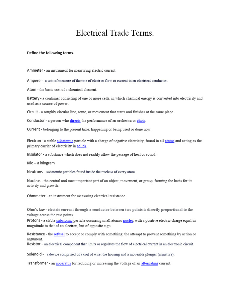 Electrical+Trade+Terms | PDF