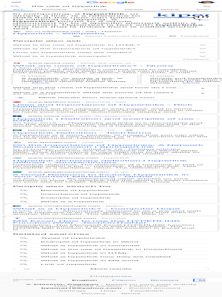 The Use of Hyperlink - Google Search | PDF | Hyperlink | Computing