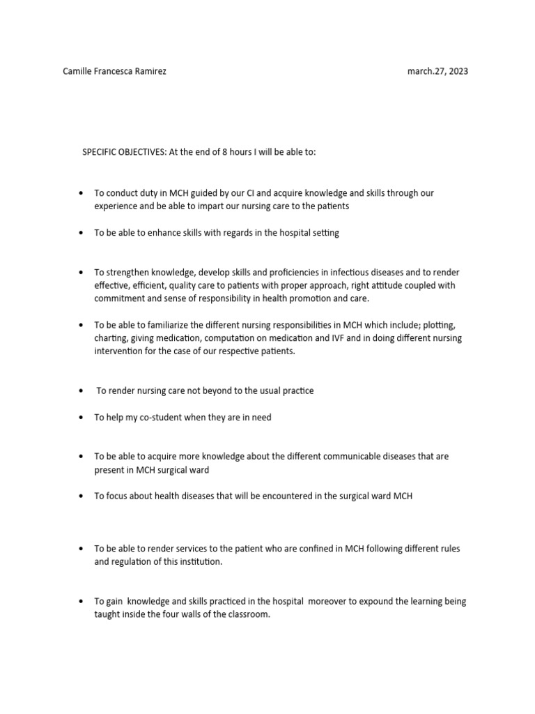 Specific Objectives | PDF