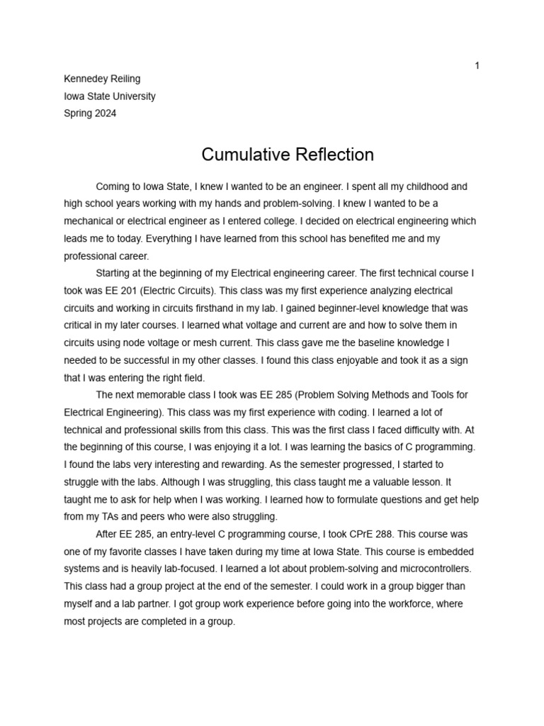 Cumulative Reflection | PDF | Automation | Computer Science