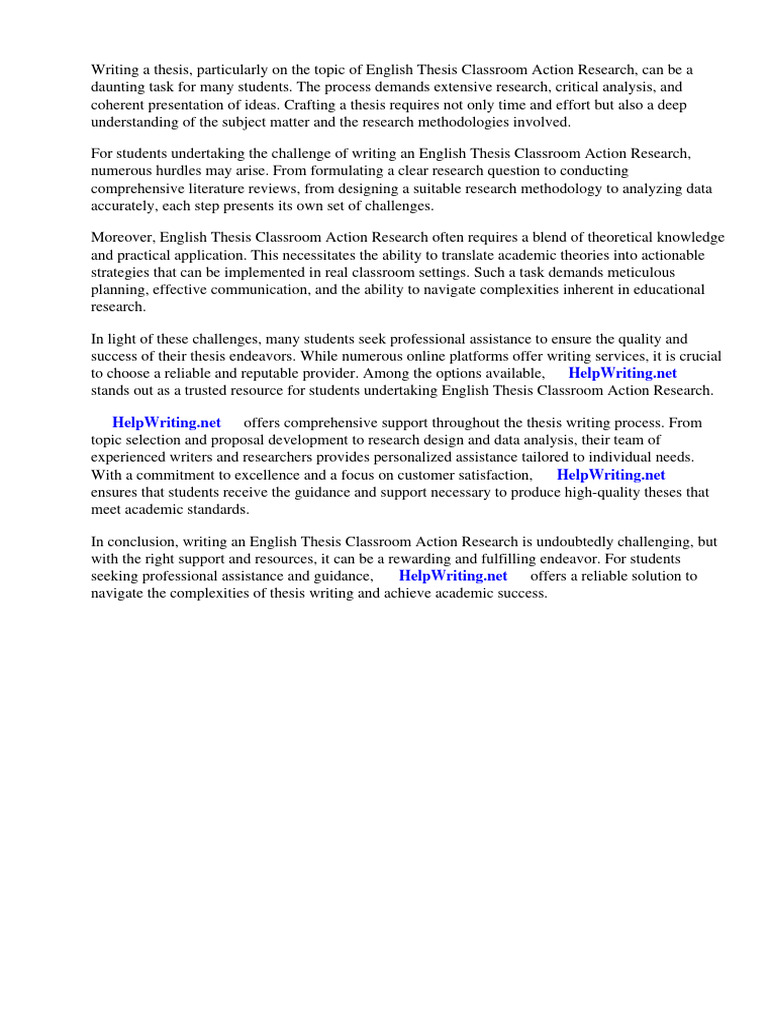 English Thesis Classroom Action Research | PDF | Thesis | Methodology