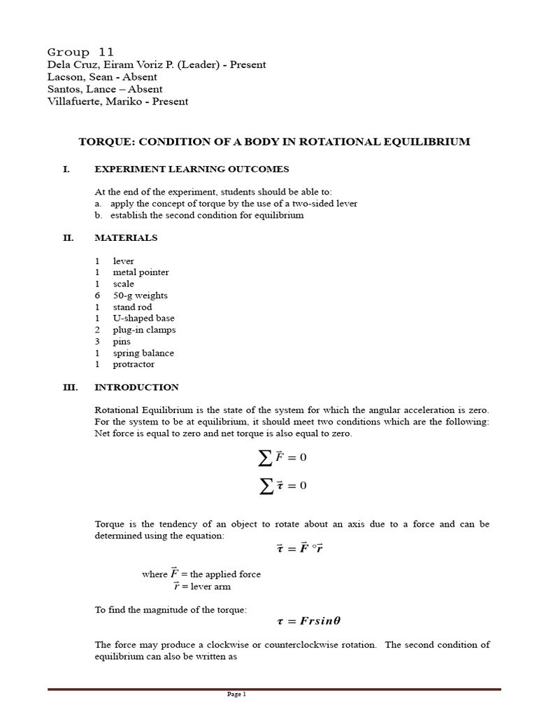 M10 Group-11 | PDF | Torque | Lever
