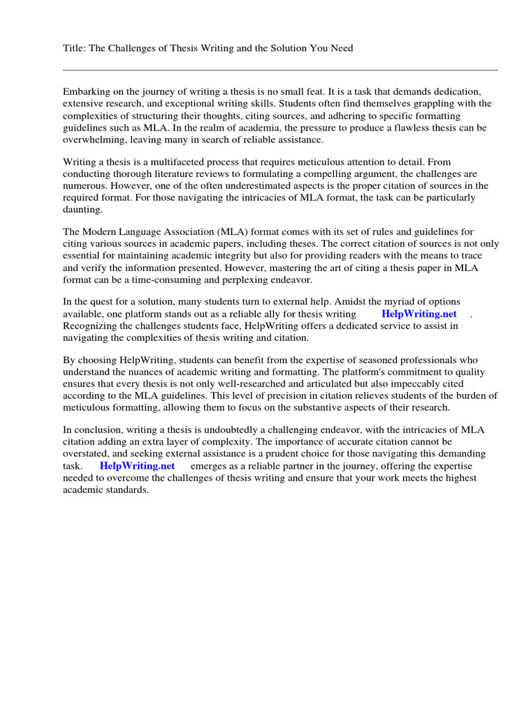 How To Cite A Thesis Paper in Mla Format | PDF | Citation | Apa Style