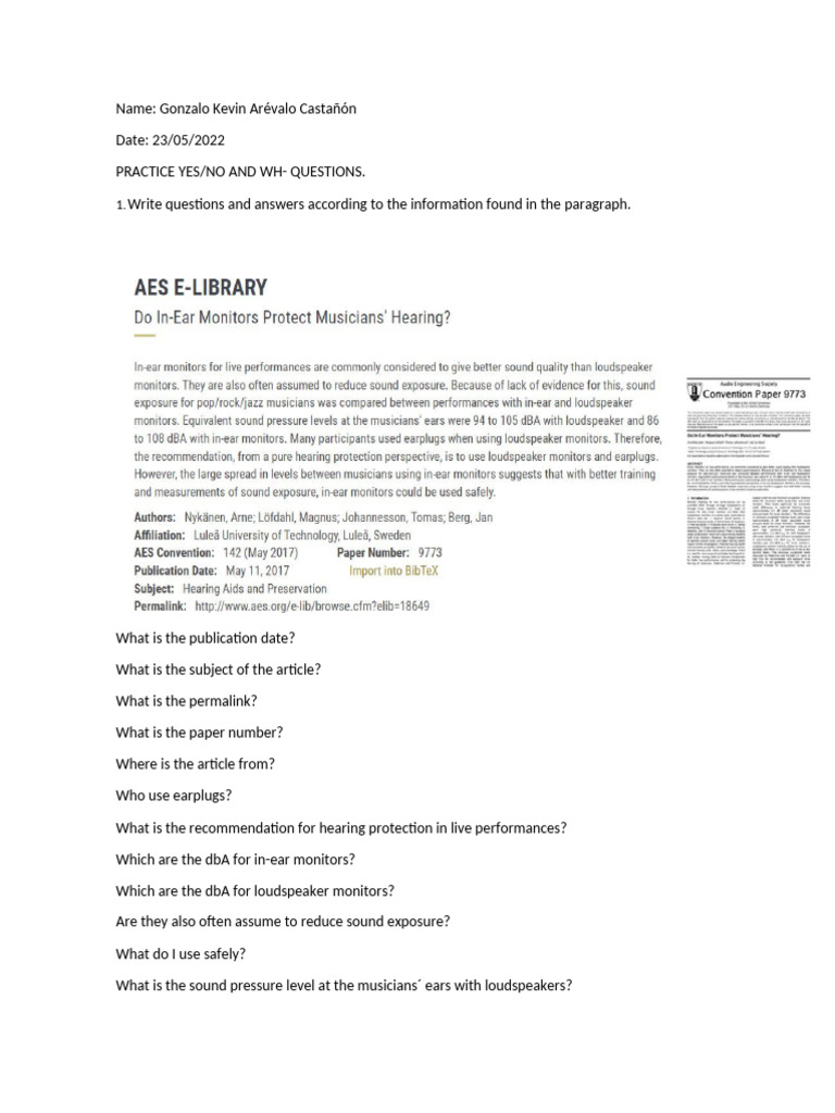 Conversations and Questions | PDF | Acoustics | Cognition