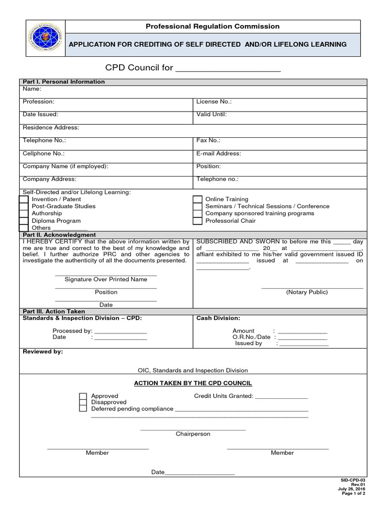 mCPD-3 Form4CreditingOfSelfDirectedLearning | PDF