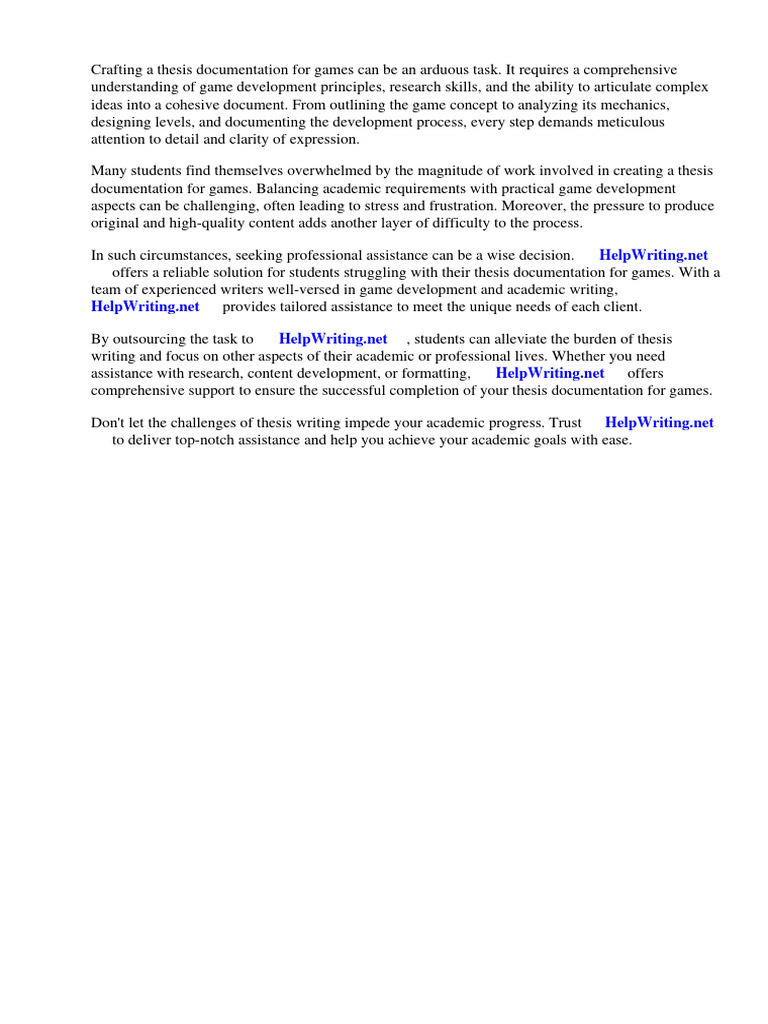 Sample Thesis Documentation For Games | PDF | Thesis | Essays