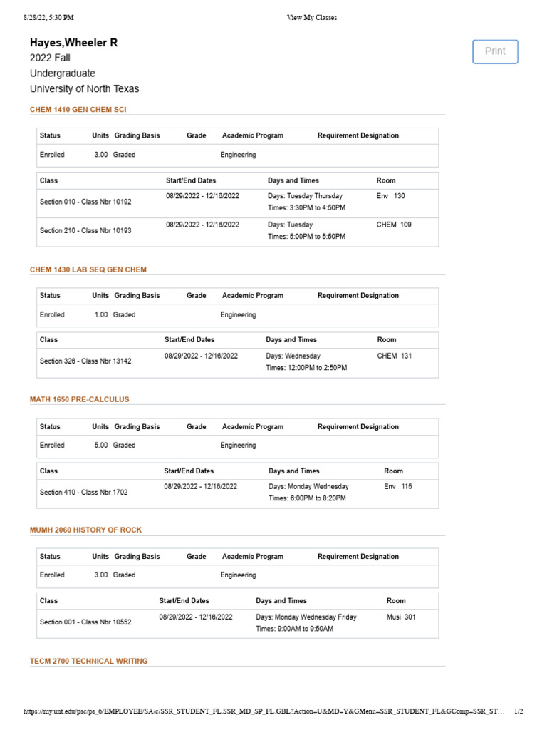 View My Classes | PDF