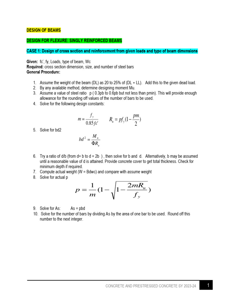 RPC HANDOUT 10 Design of Beams | PDF | Beam (Structure) | Bending RPC HANDOUT 10 Design of Beams | PDF | Beam (Structure) | Bending