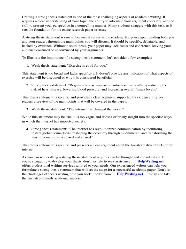 How To Make A Strong Thesis Statement Examples | Download Free PDF ...