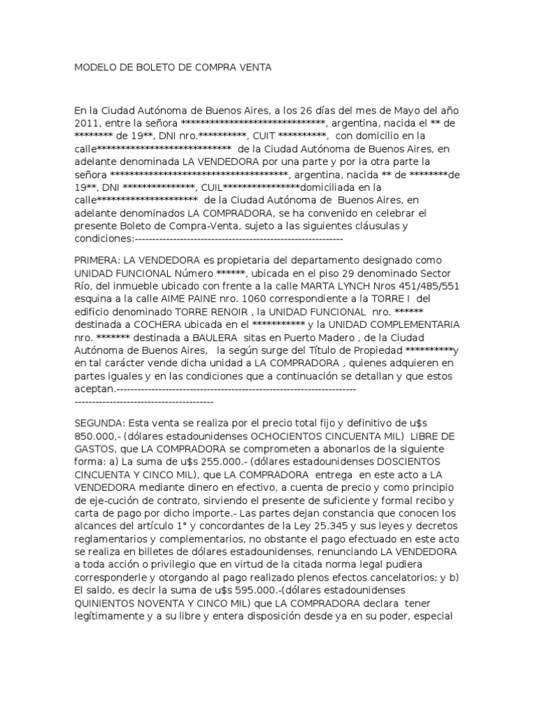 Modelo de Boleto de Compra-Venta | PDF | Pagos | Propiedad