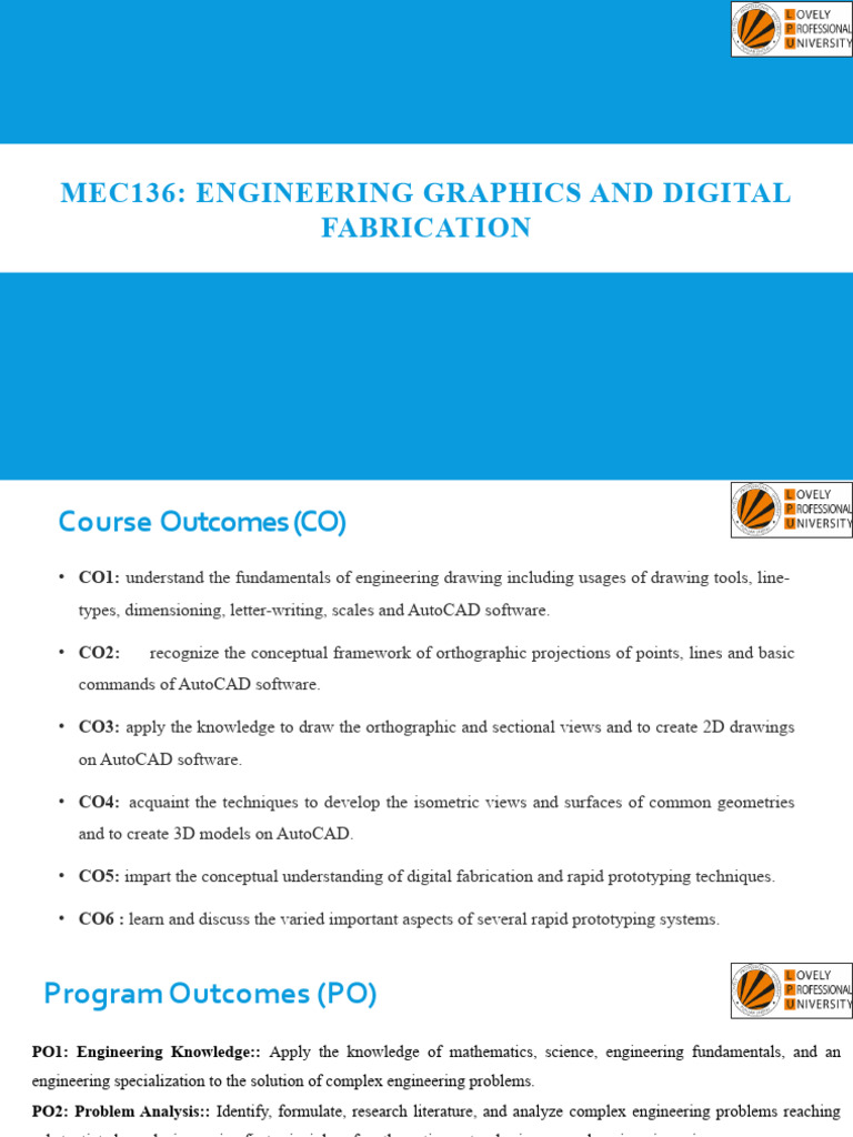 MEC136 Engineering Drawing Syllabus | PDF | Engineering | 3 D Computer Graphics
