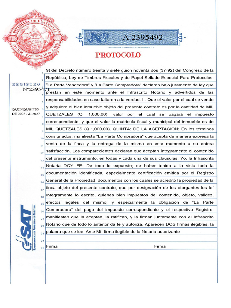 Hojas Protocolo | PDF | Guatemala | Propiedad