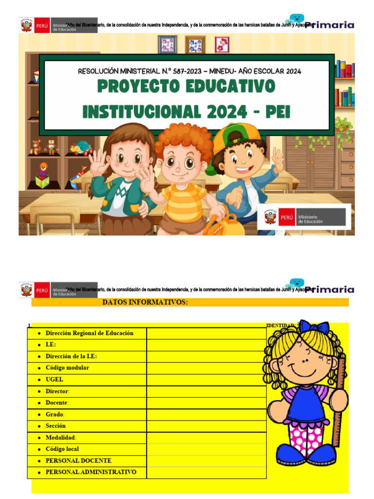 Proyecto Educativo Institucional 2024 | PDF | Evaluación | Educación ...