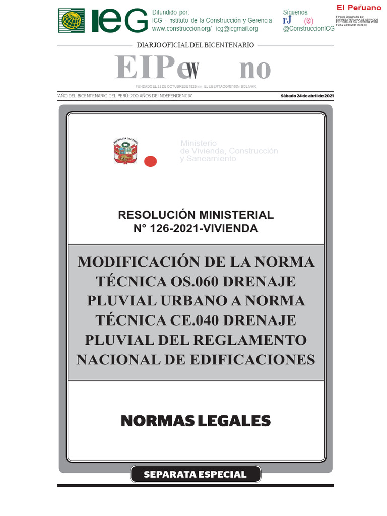 Norma Técnica CE.040 Drenaje Pluvial Del RNE Actualizada | PDF
